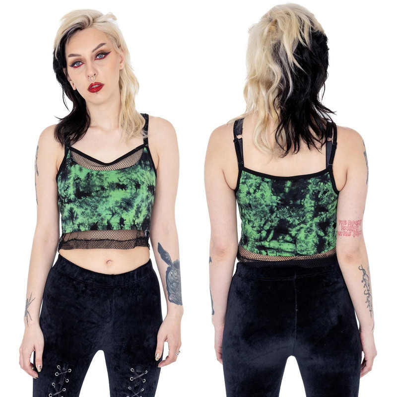 Faded green mesh top